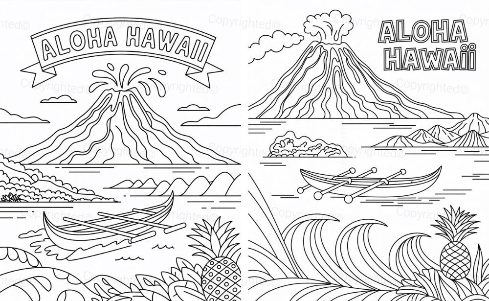 Hawaiian Volcano Adventure – Coloring Prompts